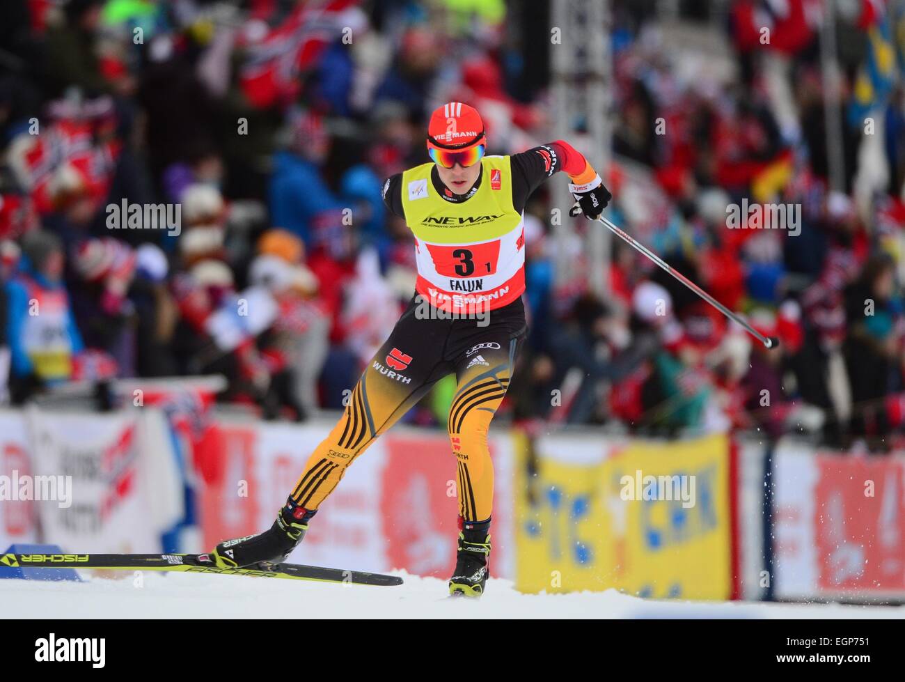 Falun, Sweden. 28th Feb, 2015. Eric Frenzel of Germany in action during ...