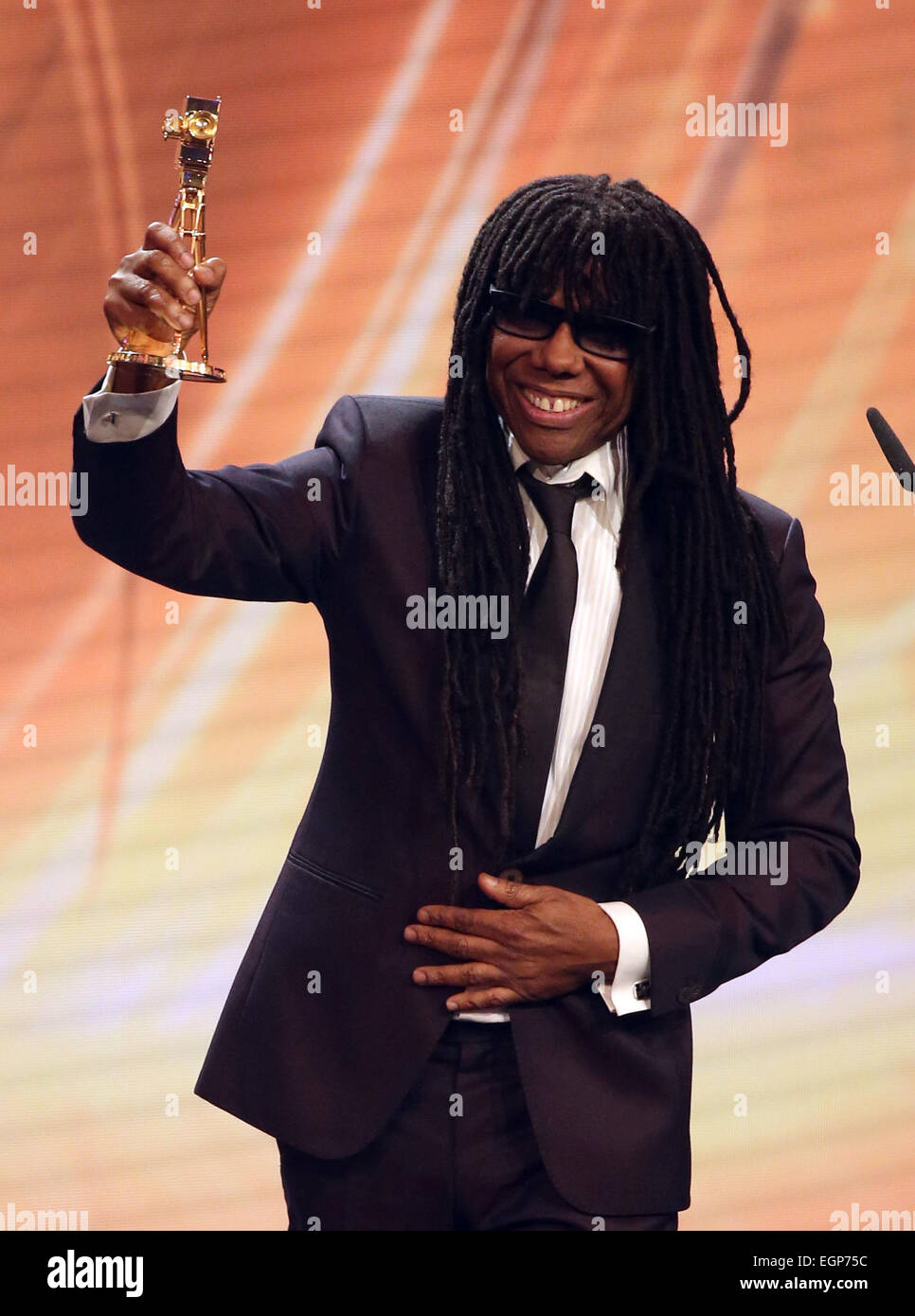 Hamburg, Germany. 27th Feb, 2015. US musician Nile Rodgers poses with ...