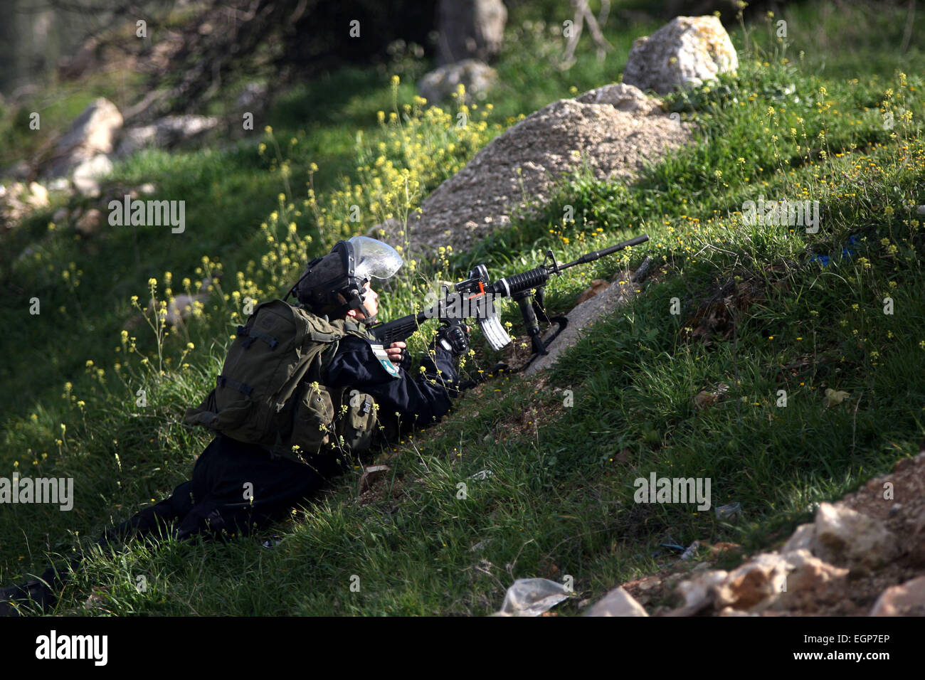 Ramallah, West Bank, Palestinian Territory. 28th Feb, 2015. An Israeli ...