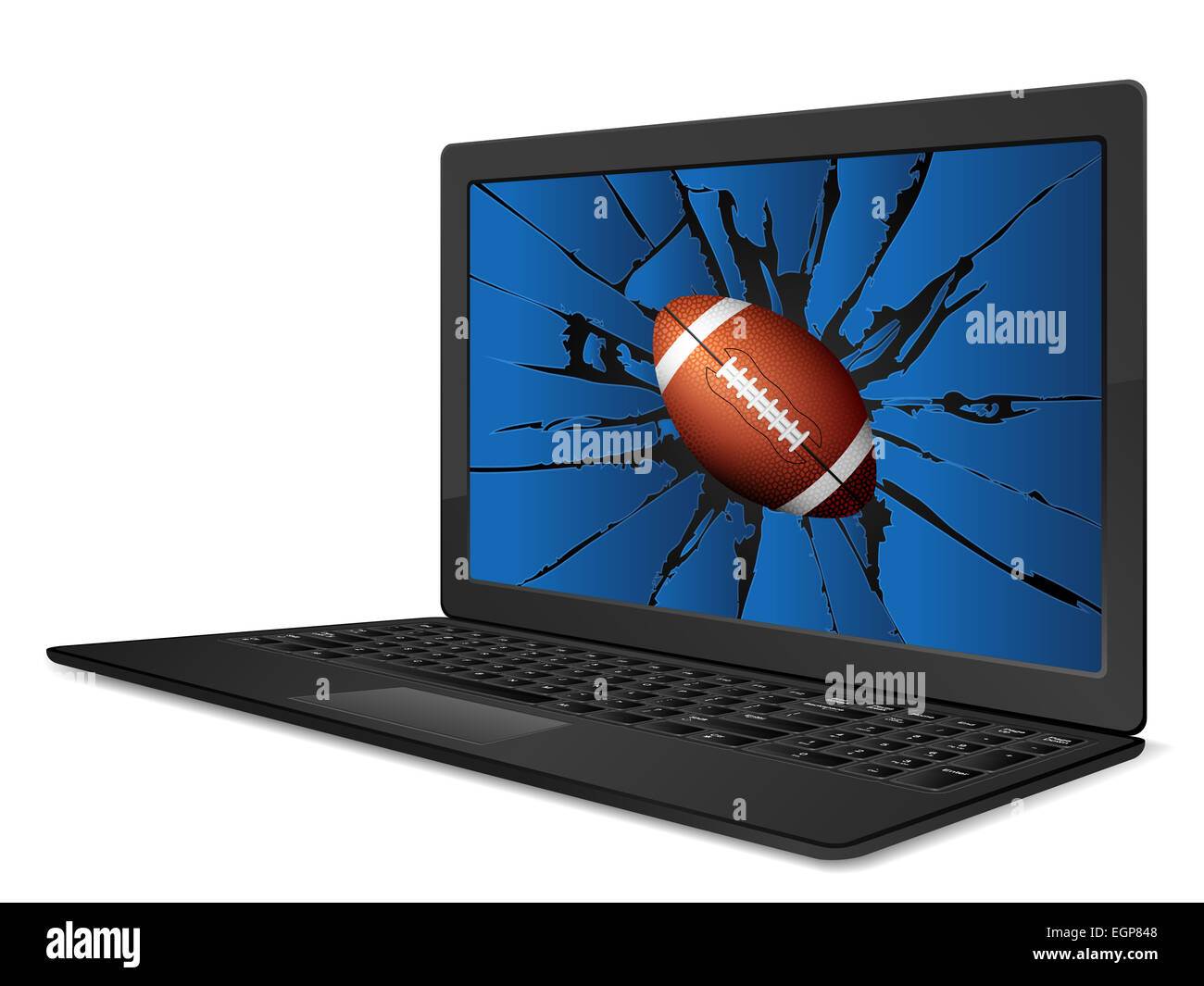 Cracked laptop american football on a white background. Vector ...