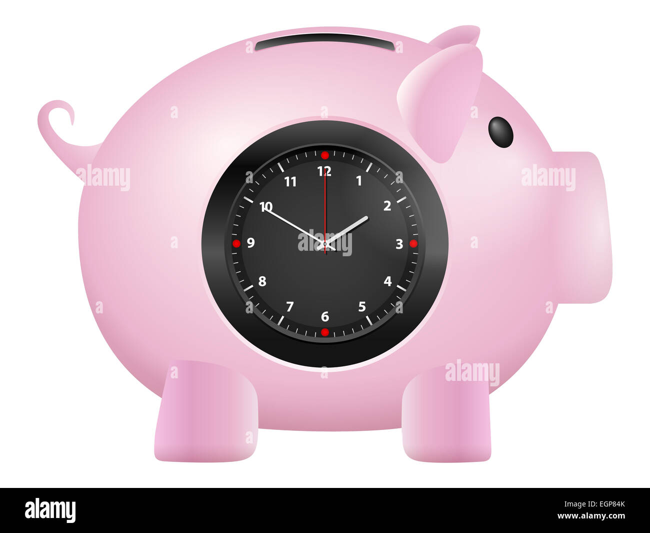 piggy bank clock on a white background. Vector illustration Stock Photo ...