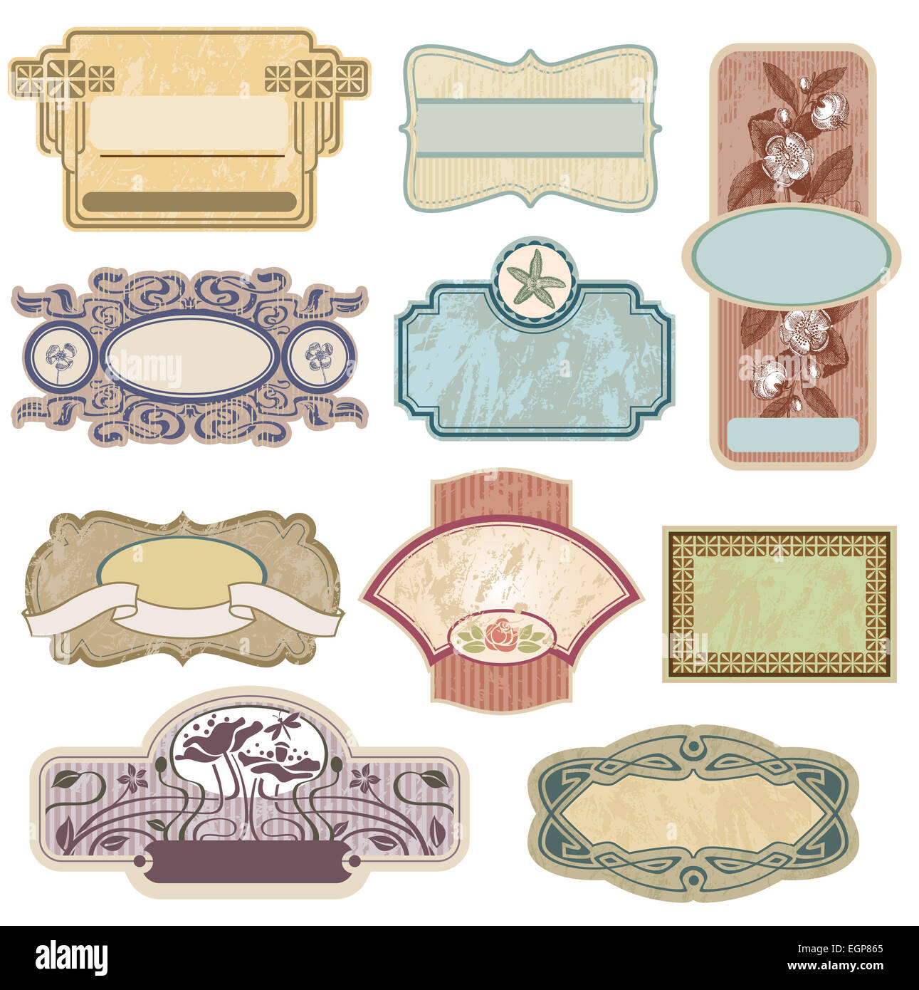 Ornate vintage labels Stock Photo - Alamy