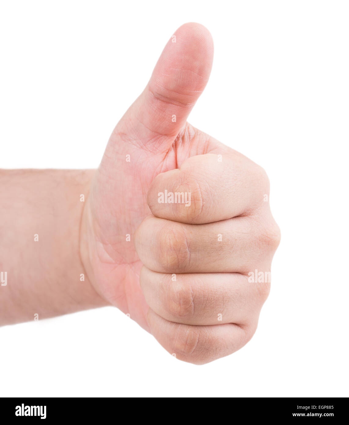 thumbs up man's hand isolated on white background Stock Photo - Alamy