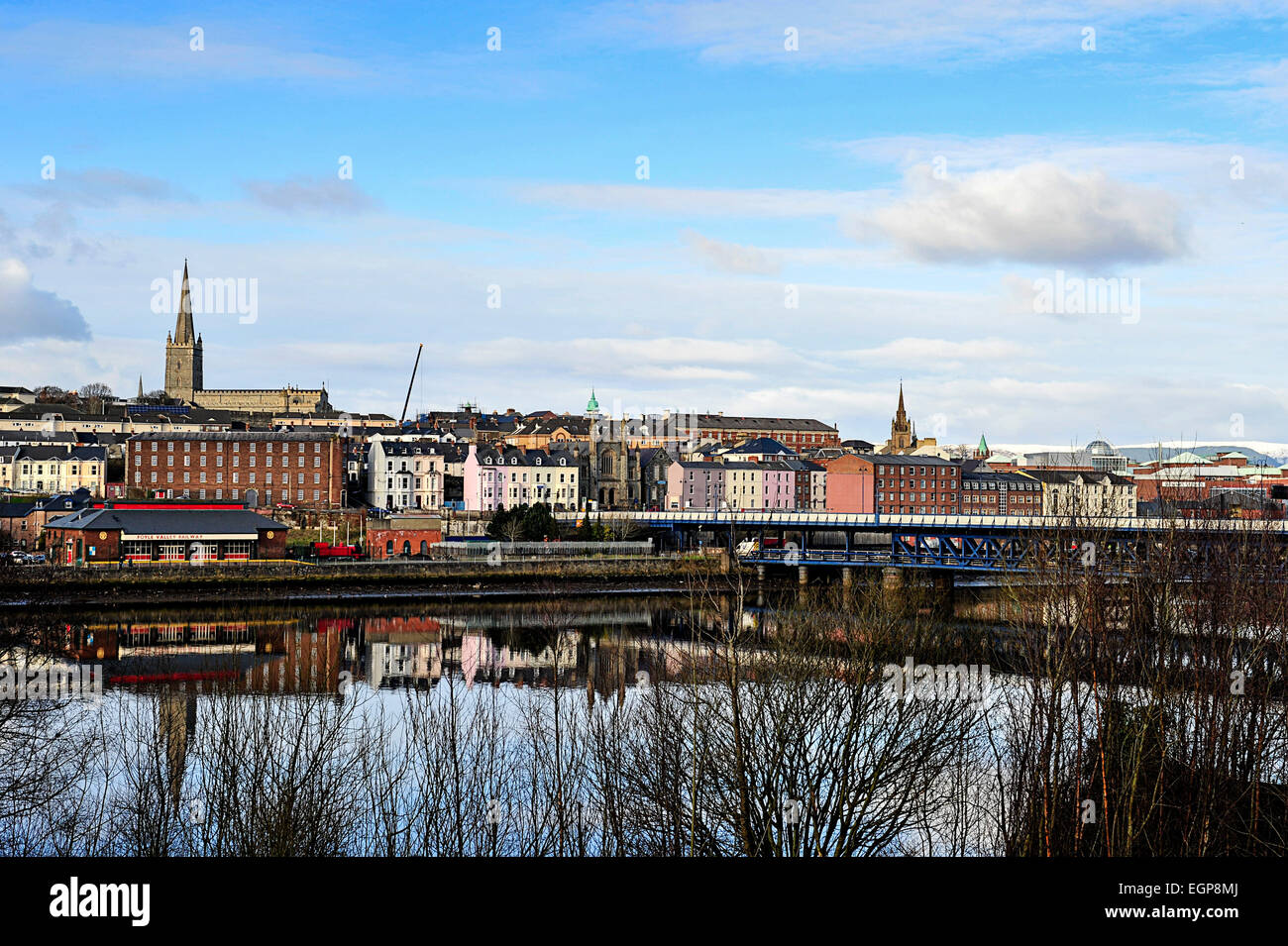 City of Londonderry, Derry, Craigavon Bridge and River Foyle, Northern ...