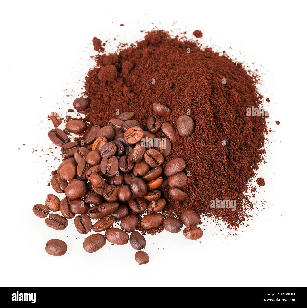 ground coffee and grain isolated on white background Stock Photo - Alamy