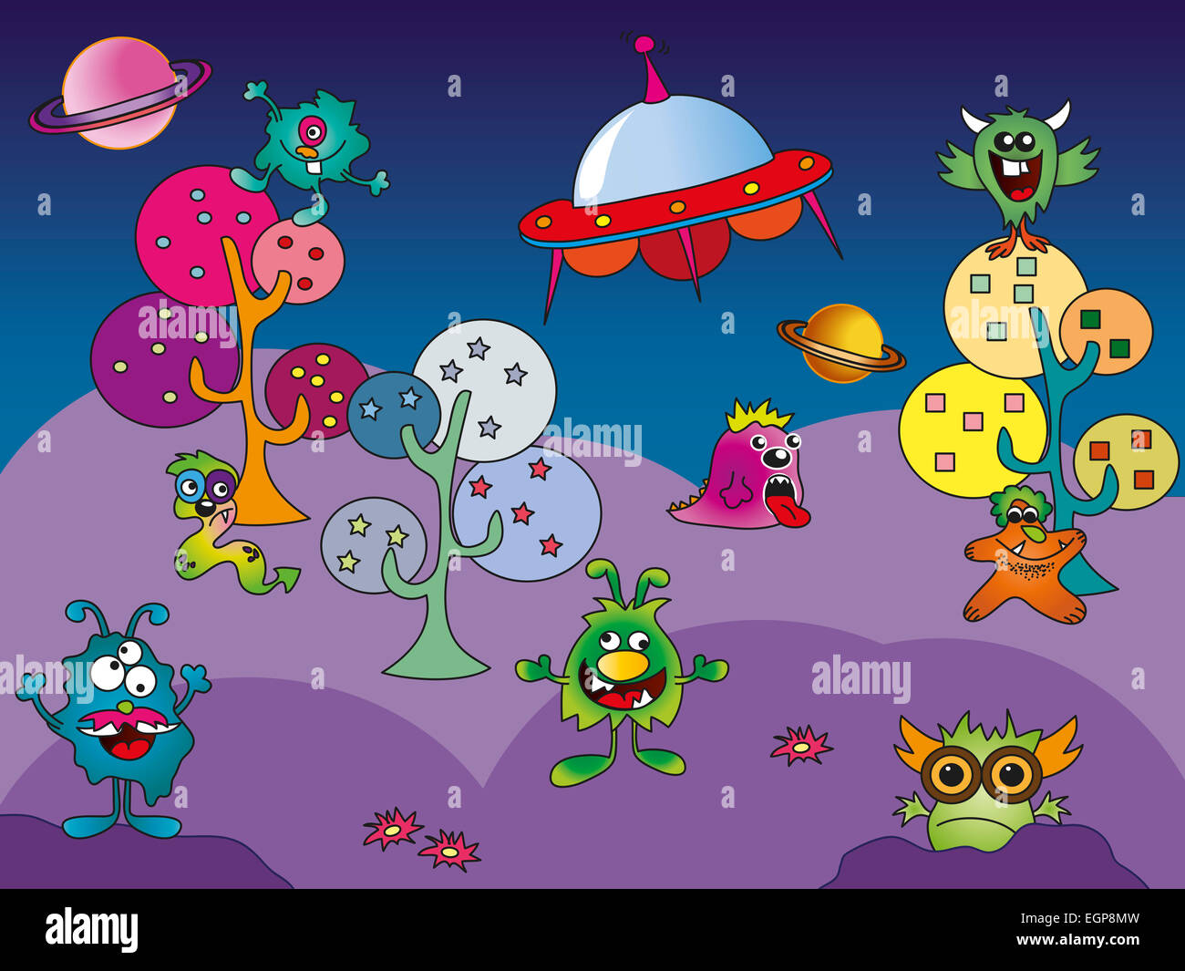 illustration of fantasy monster world Stock Photo - Alamy