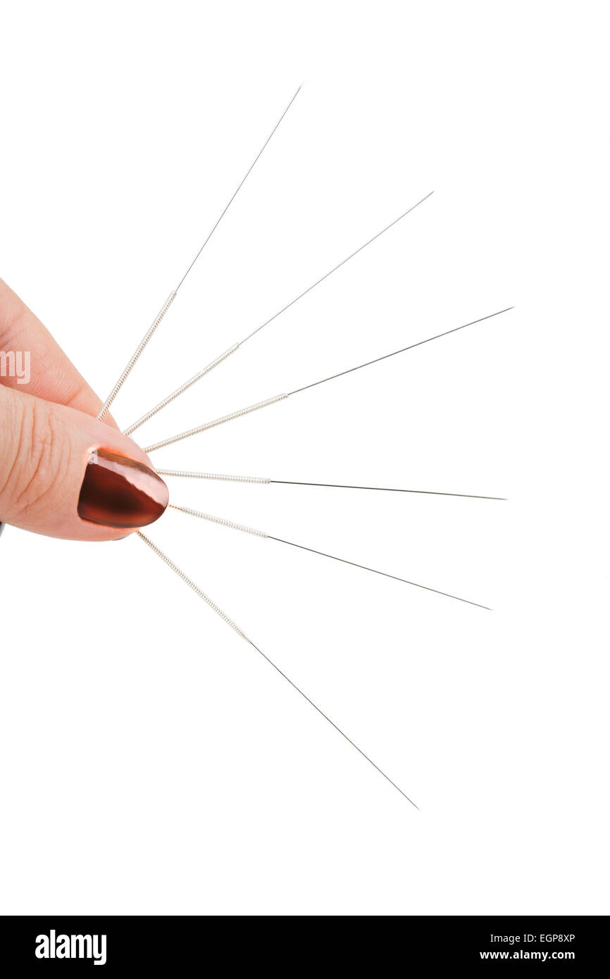 Closeup of acupuncture needle isolated on white background Stock Photo ...