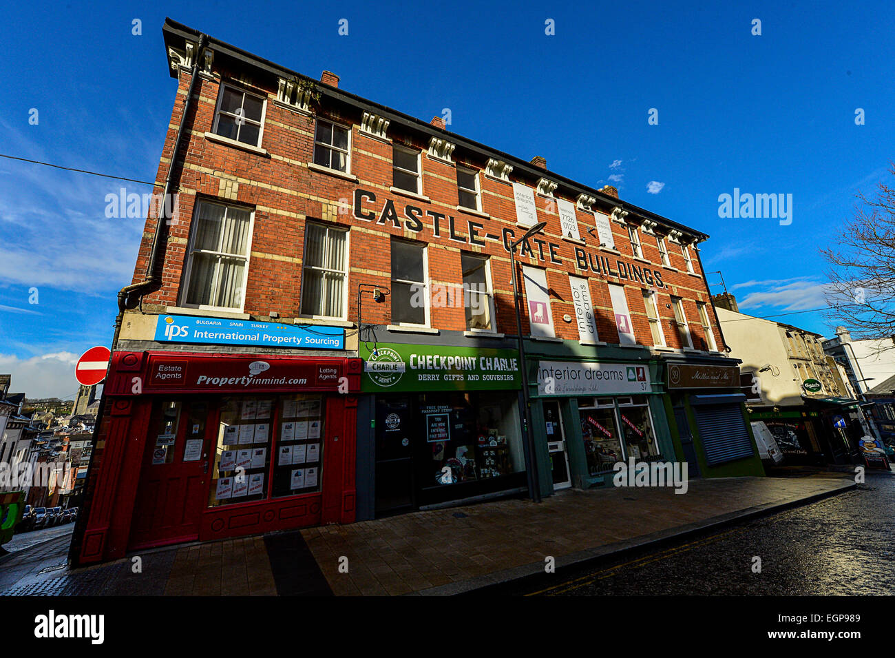 Shop fronts on Waterloo Street, Londonderry, Northern Ireland. Photo ...