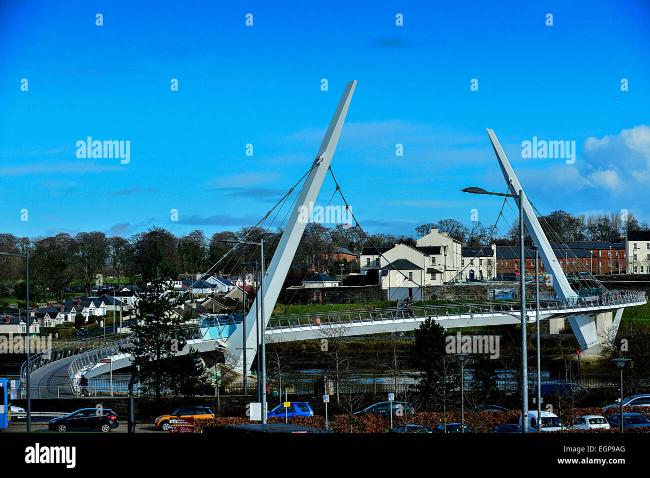 The Peace Bridge Waterside area of Londonderry, Derry, Northern Ireland ...
