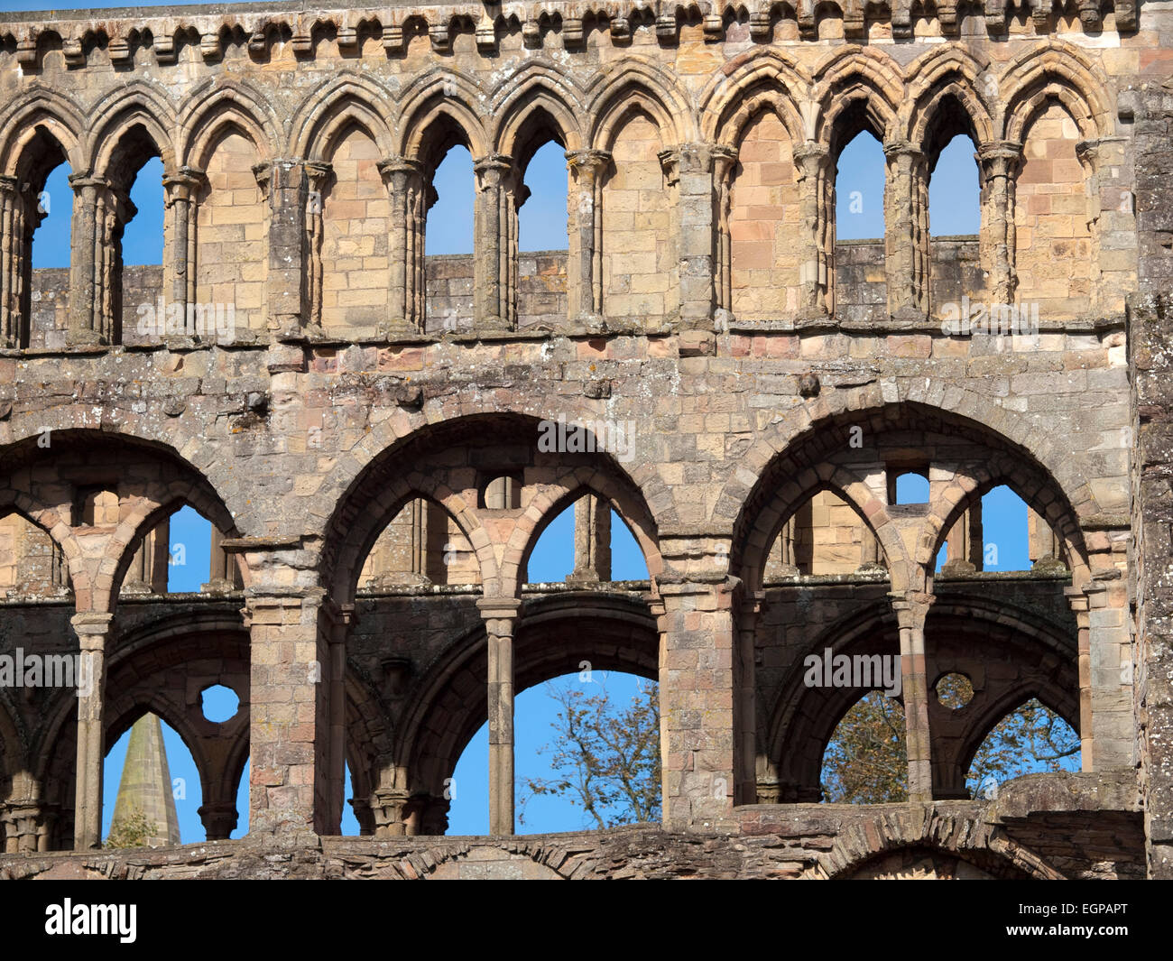 The ruins of the 12th Century Augustinian Abbey at Jedburgh Abbey, in ...