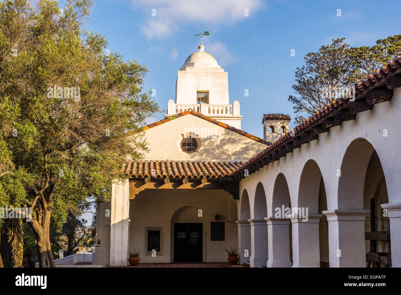 The Junipero Serra Museum building viewed in the morning. Presidio Park ...