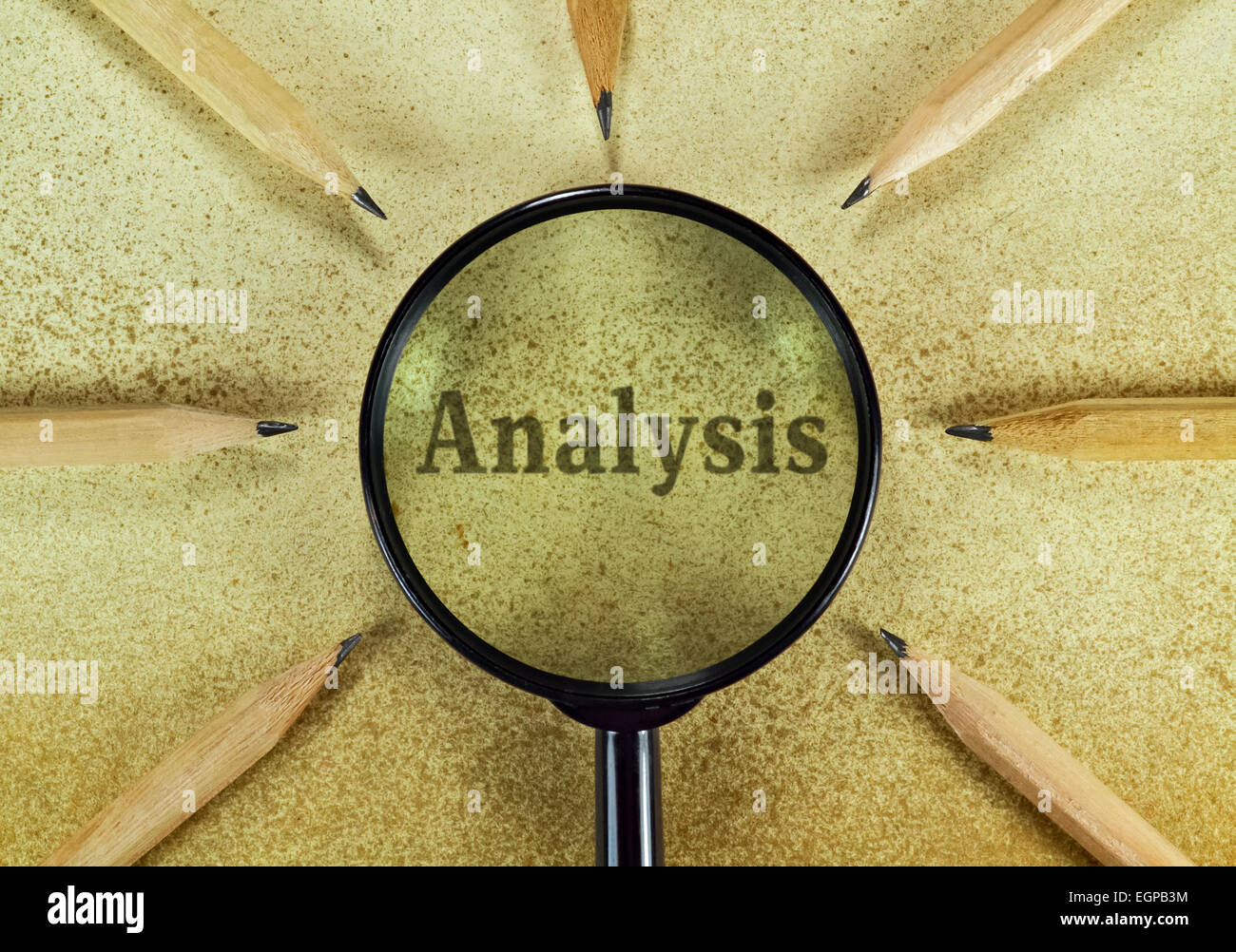 Word Analysis under magnifying glass on vintage background Stock Photo ...