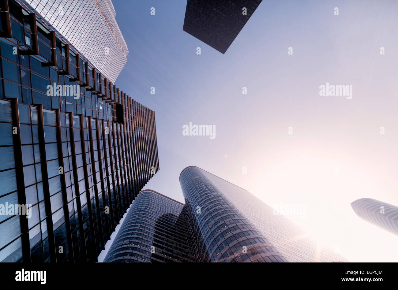 Fish-eye View of Modern Architecture in Paris. Business Concept Stock ...