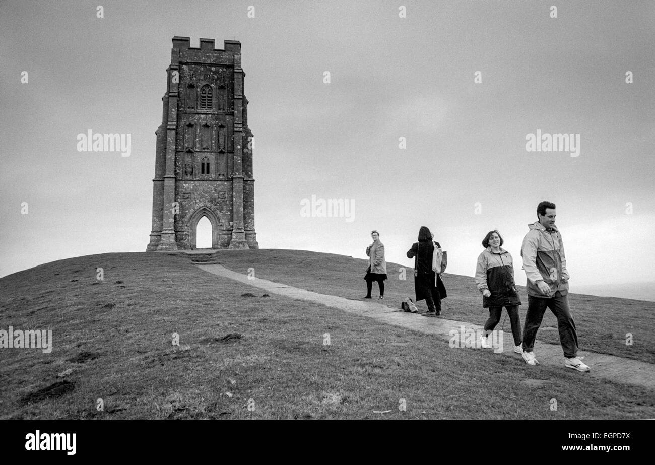 Glastonbury tor tower Black and White Stock Photos & Images - Alamy