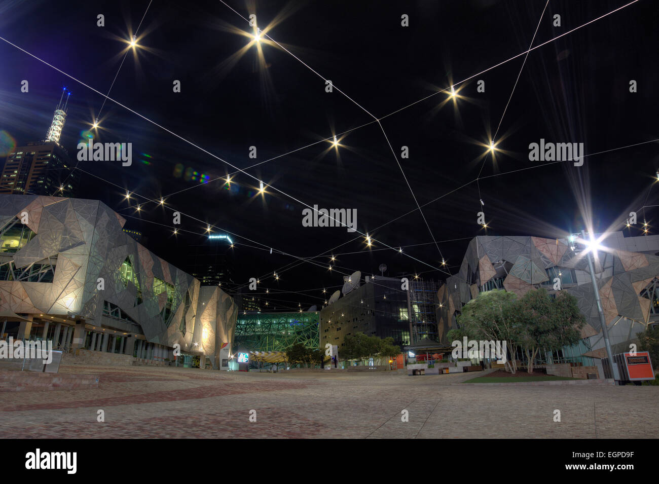 Federation Square AT Night Melbourne Australia Stock Photo - Alamy