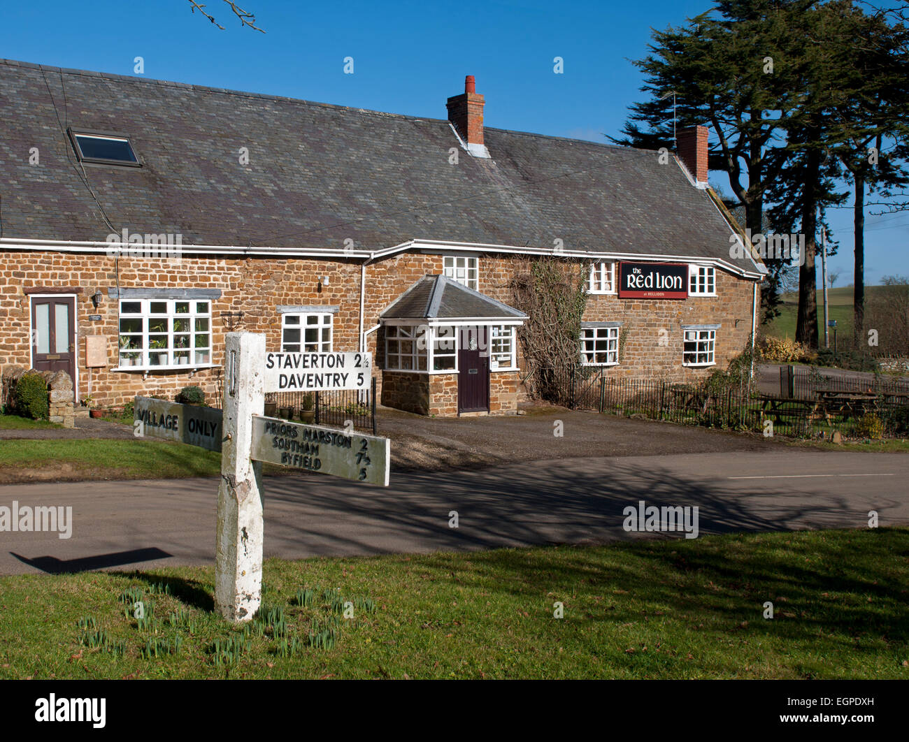 The Red Lion pub, Hellidon, Northamptonshire, England, UK Stock Photo ...