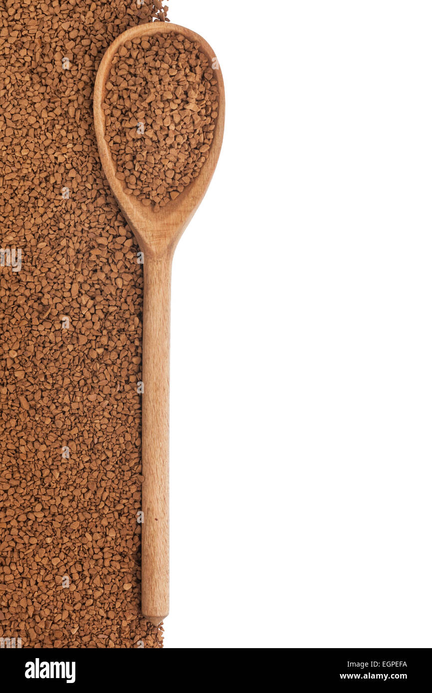 wooden spoon with granulated coffee , isolated on white background ...
