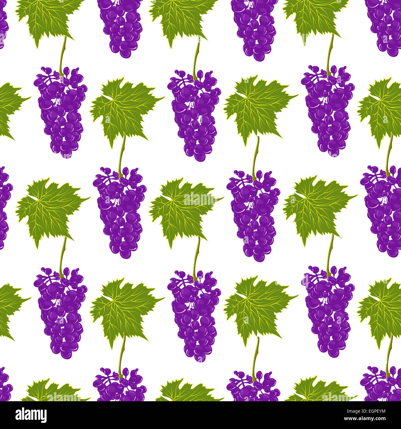 Seamless pattern of hand-drawing a bunch of grapes with leaves on a ...