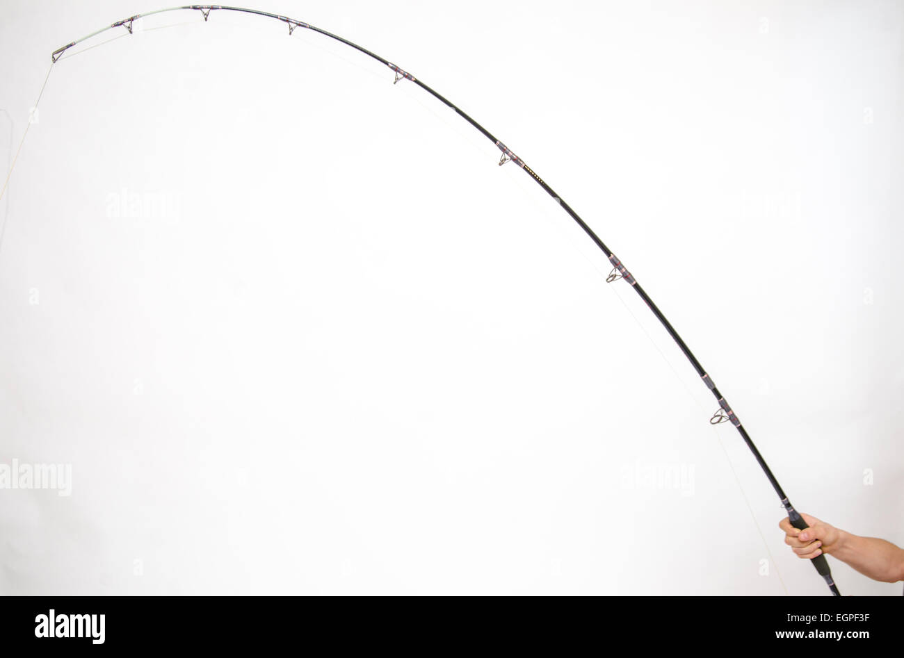 Tensioned fishing rod isolated on white background Stock Photo - Alamy