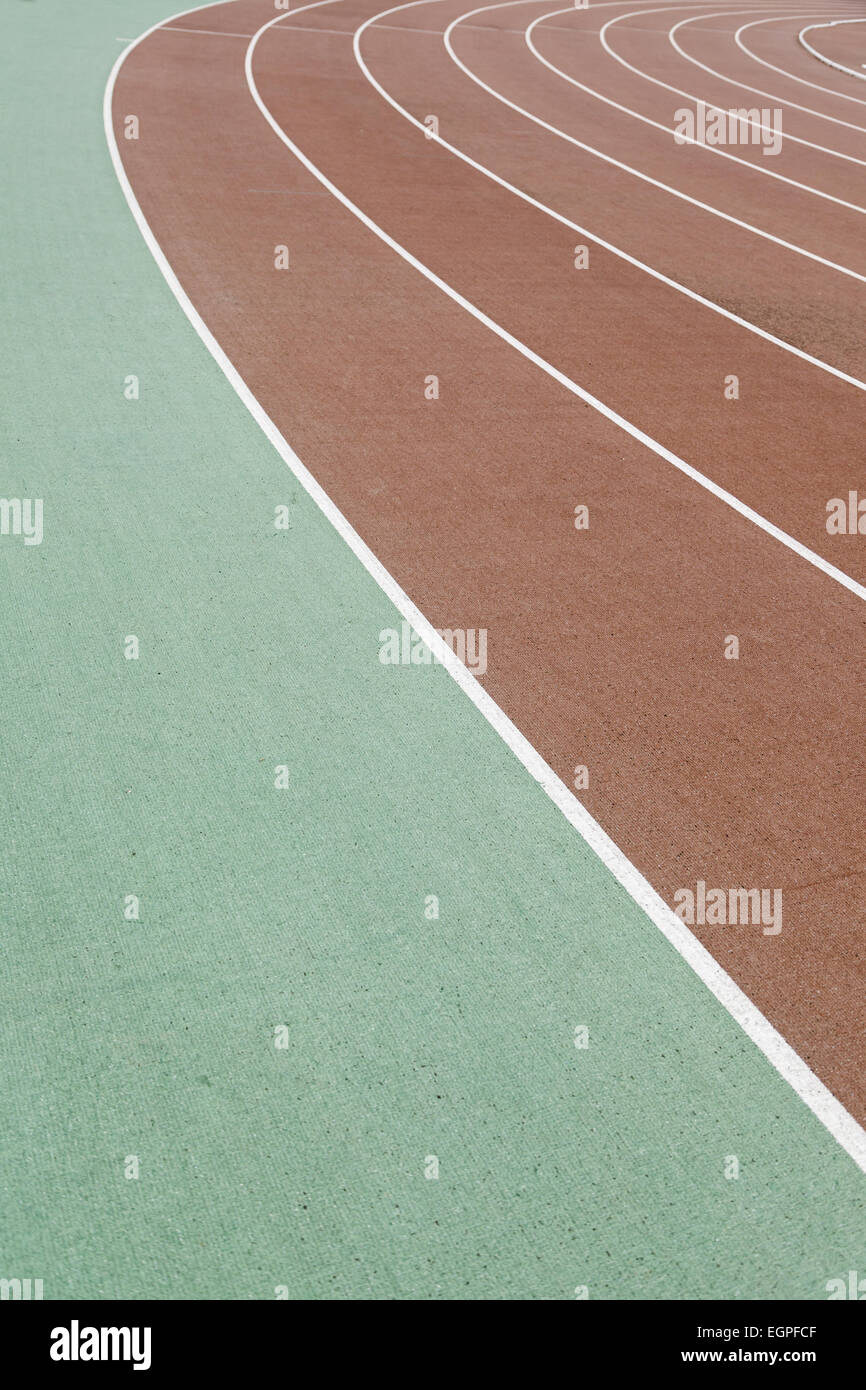 Curve track, detail of outdoor athletics, individual sport, aerobic ...