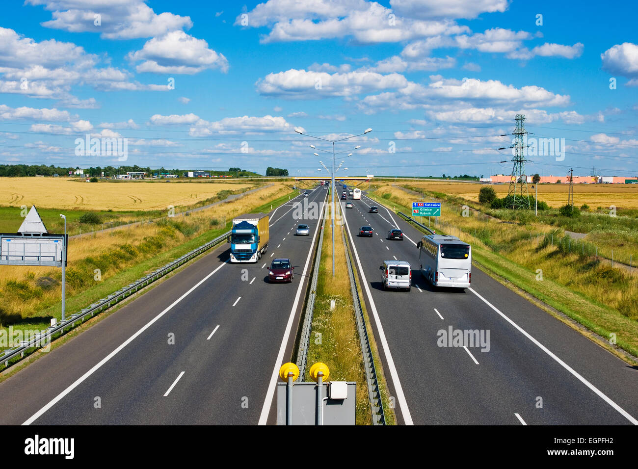 Polish A4 motorway near Gliwice Stock Photo - Alamy
