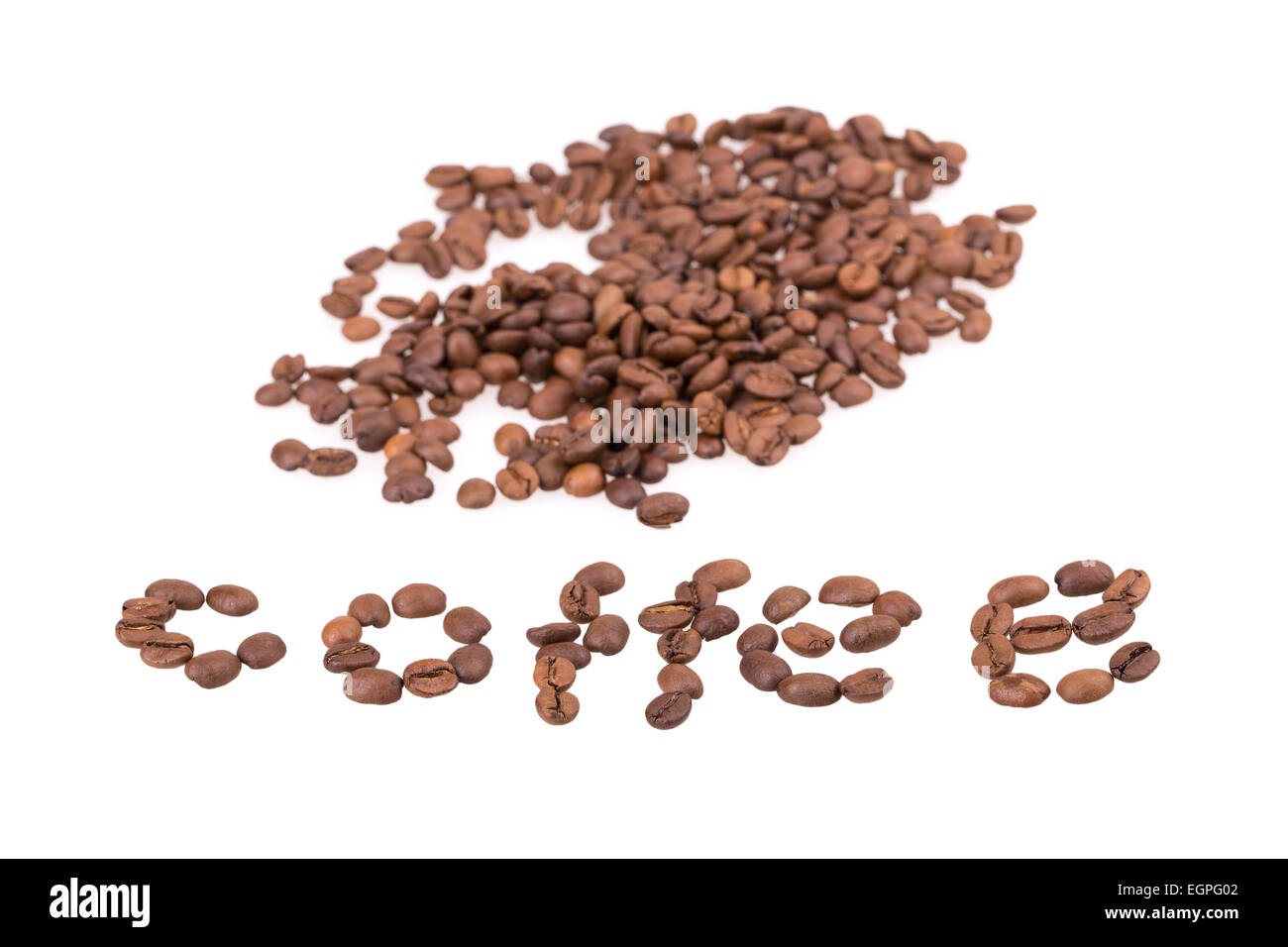coffee beans, letters isolated on white background Stock Photo - Alamy