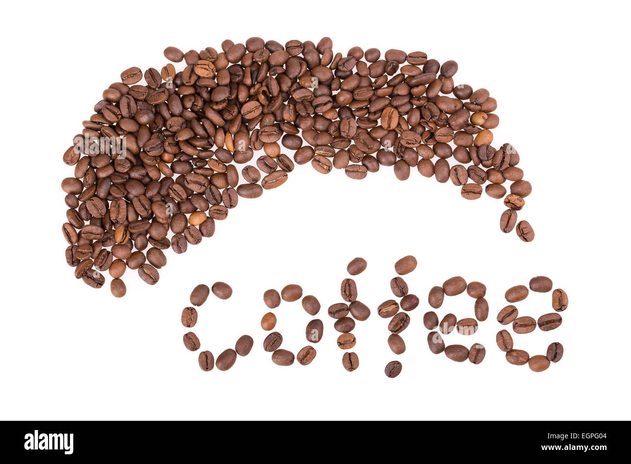 coffee beans, letters isolated on white background Stock Photo - Alamy
