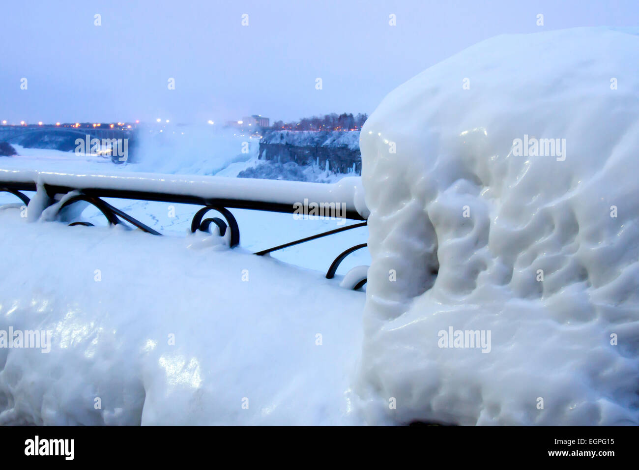 American Falls, Niagara River and Rainbow Bridge from Niagara Falls ...
