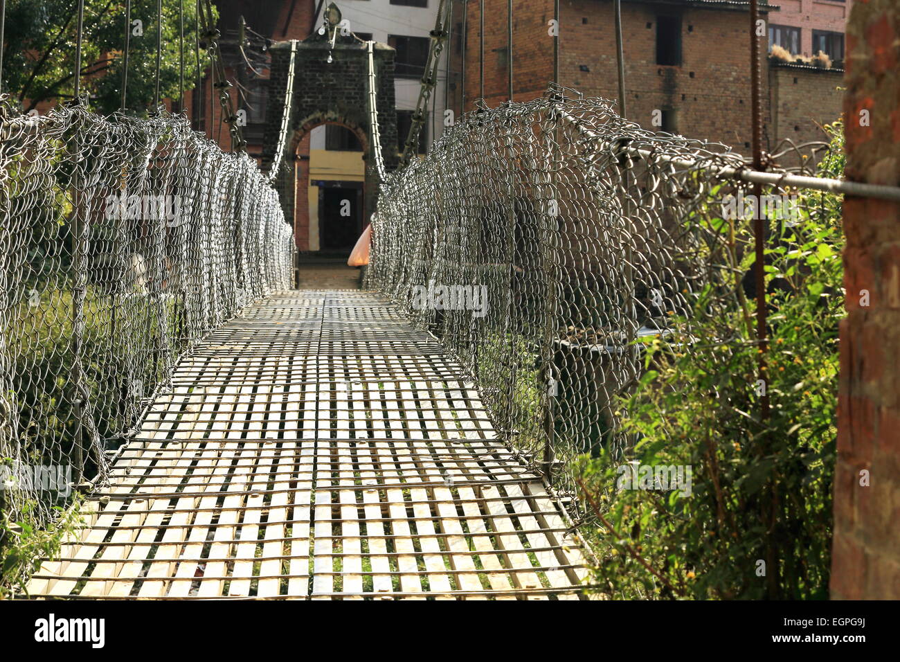 Modern metallic bridge over the Punyamati river linking the main road ...