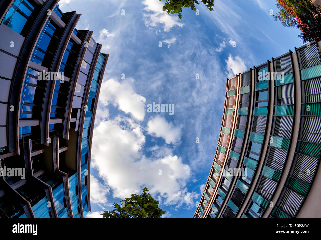 Wide angle view of Modern Buildings in Munich, Germany Stock Photo - Alamy