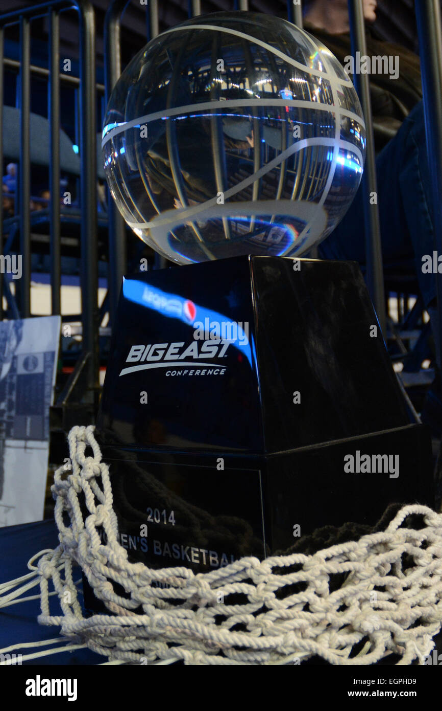 Rosemont, IL, USA. 28th Feb, 2015. The Women's Big East trophy on ...