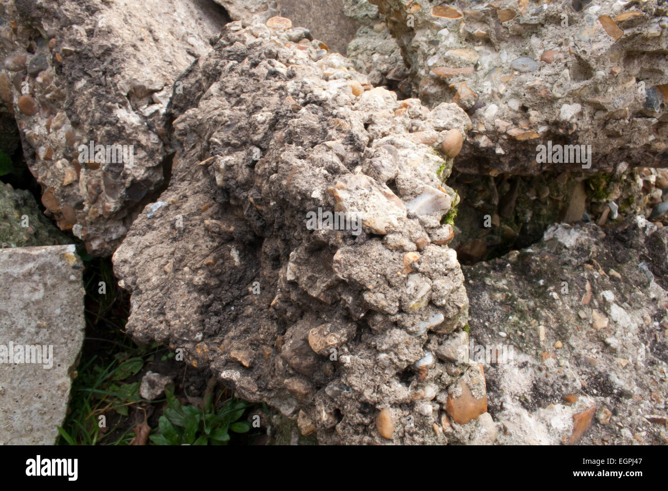 Concrete blocks from foundations broken up from building work Stock ...