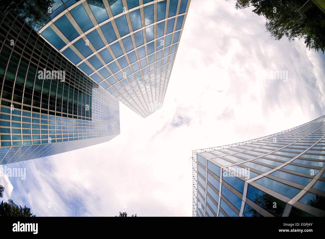 Fish-eye View of Modern Buildings in Munich, Germany during a Cloudy ...
