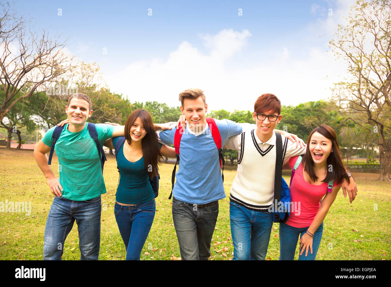 Happy college students hi-res stock photography and images - Alamy