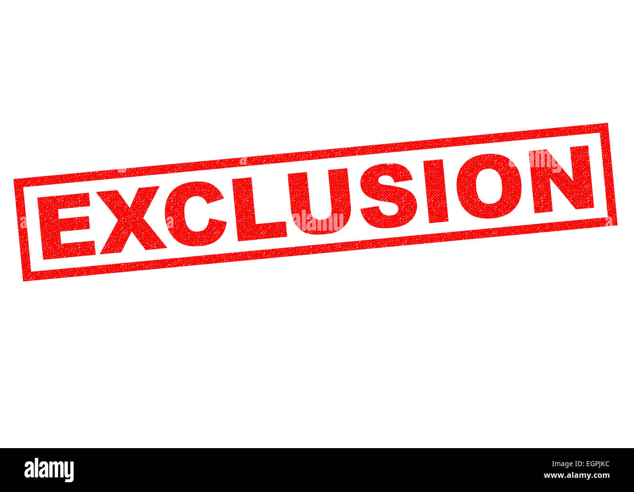EXCLUSION red Rubber Stamp over a white background Stock Photo - Alamy