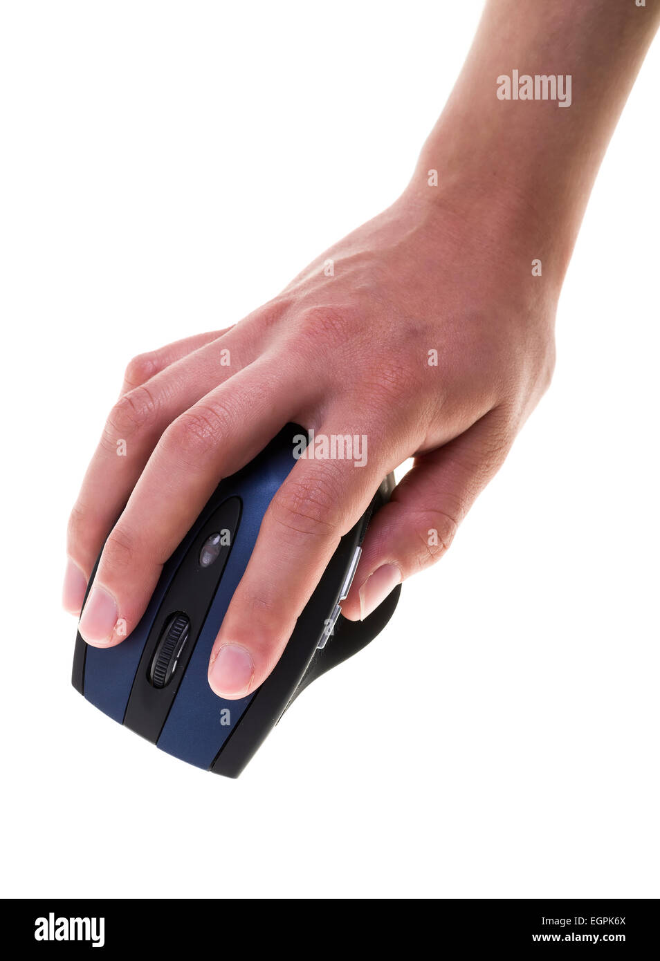Female Hand Holding Mouse on White Background Stock Photo - Alamy