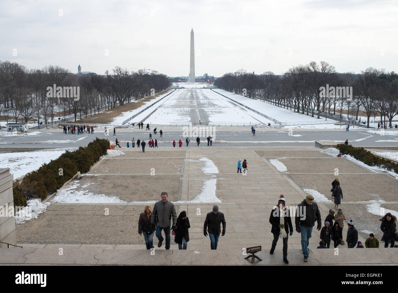 Lincoln Memorial Tourists Reflecting Pool Drained Washington DC ...