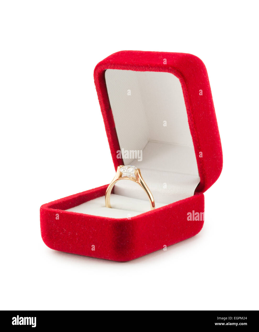 gold wedding ring in a red gift box Stock Photo - Alamy