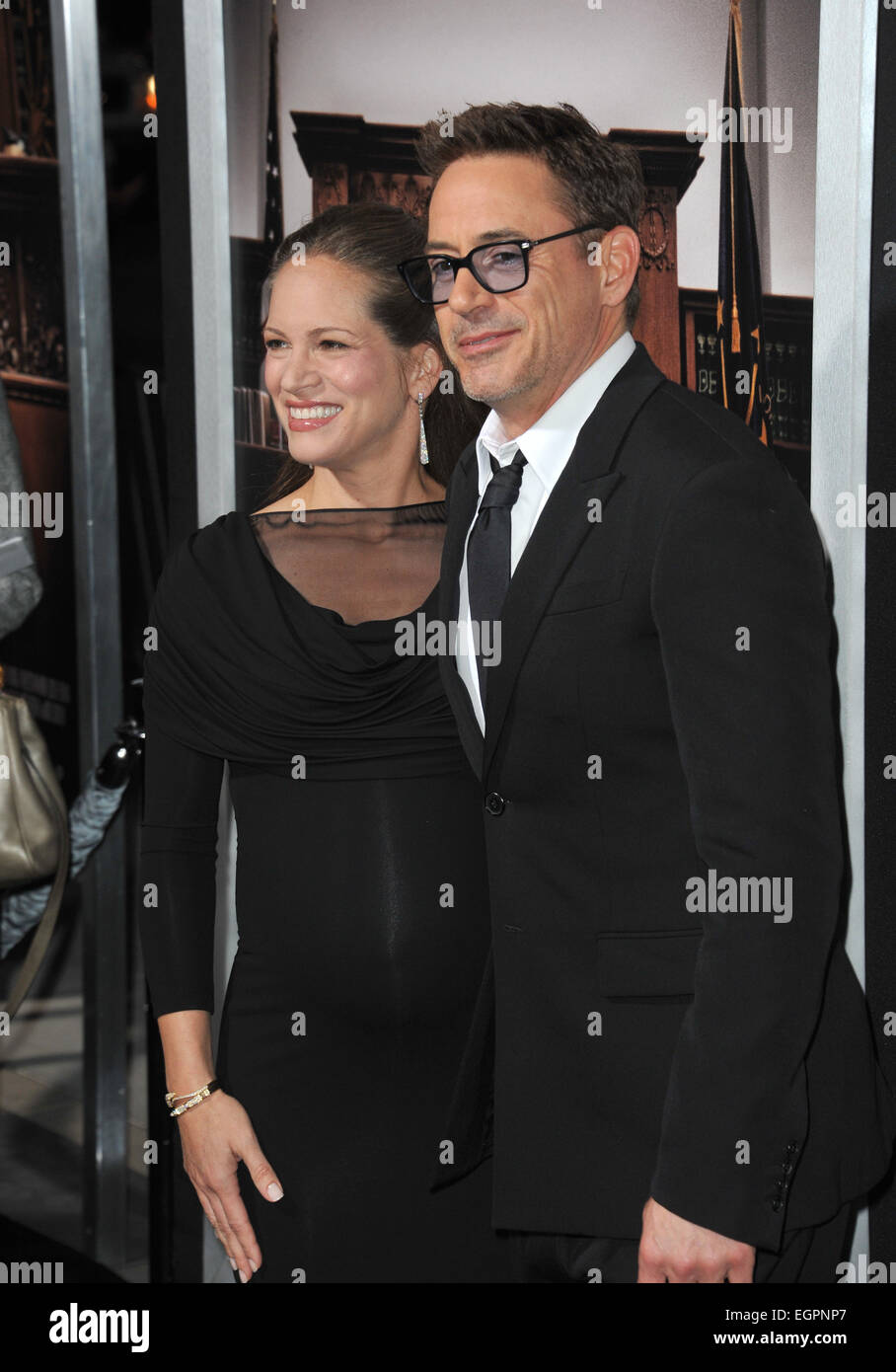 LOS ANGELES, CA - OCTOBER 1, 2014: Robert Downey Jr & wife Susan Downey ...