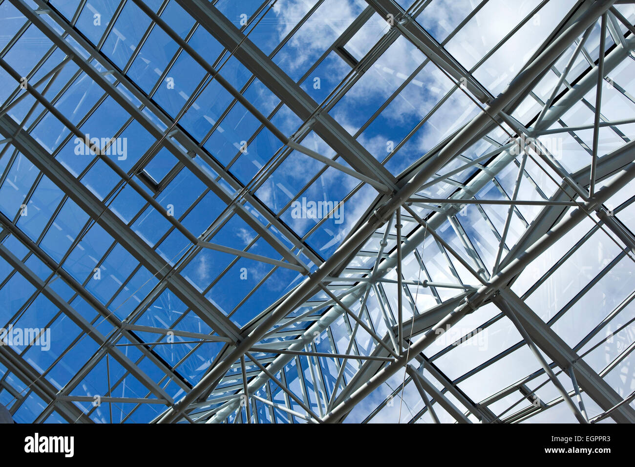 Modern glass roof inside a hall of a building Stock Photo - Alamy