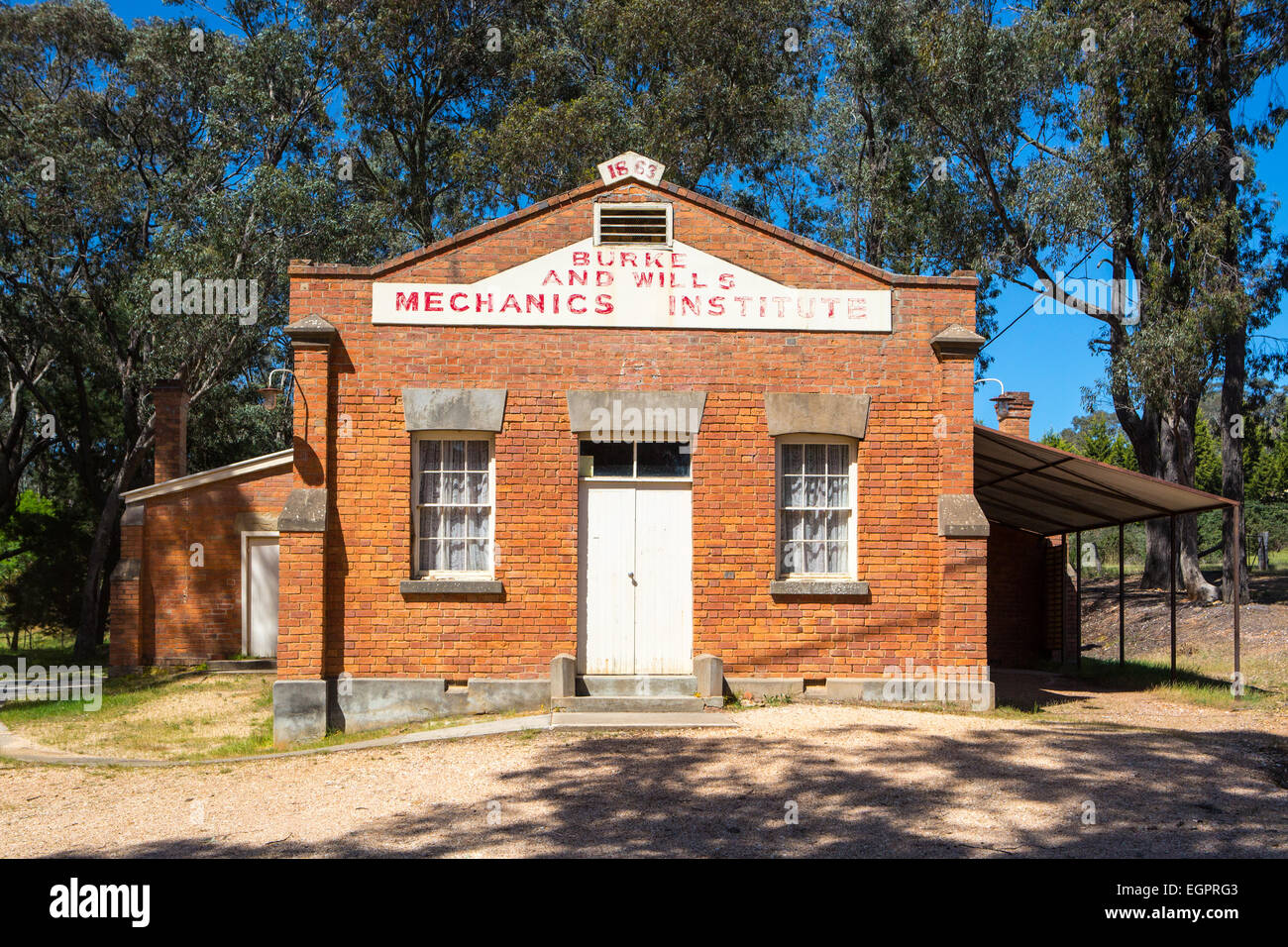 The Burke and Wills Mechanics Institute hall in Fryerstown, Victoria ...