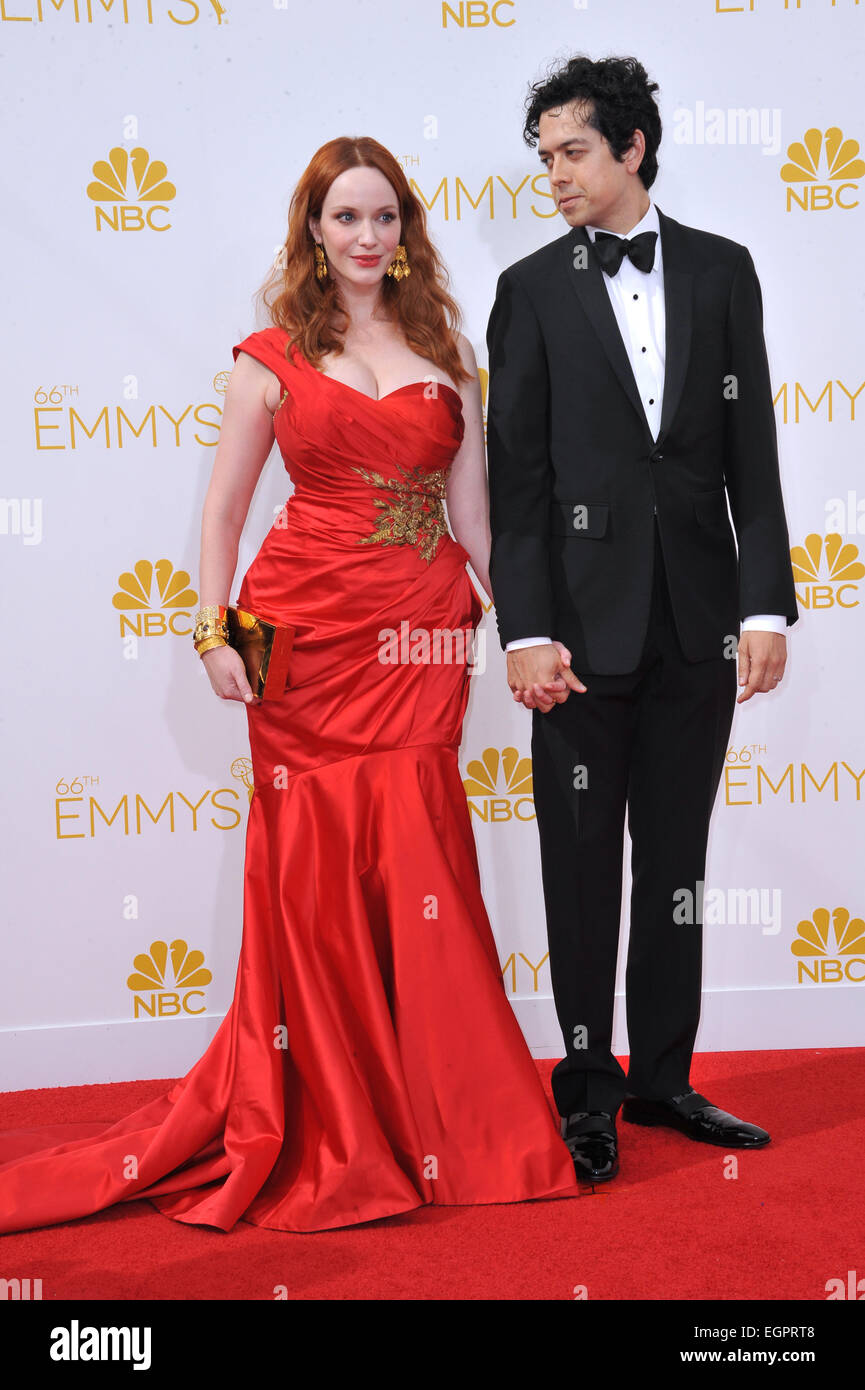 LOS ANGELES, CA - AUGUST 25, 2014: Christina Hendricks & husband ...