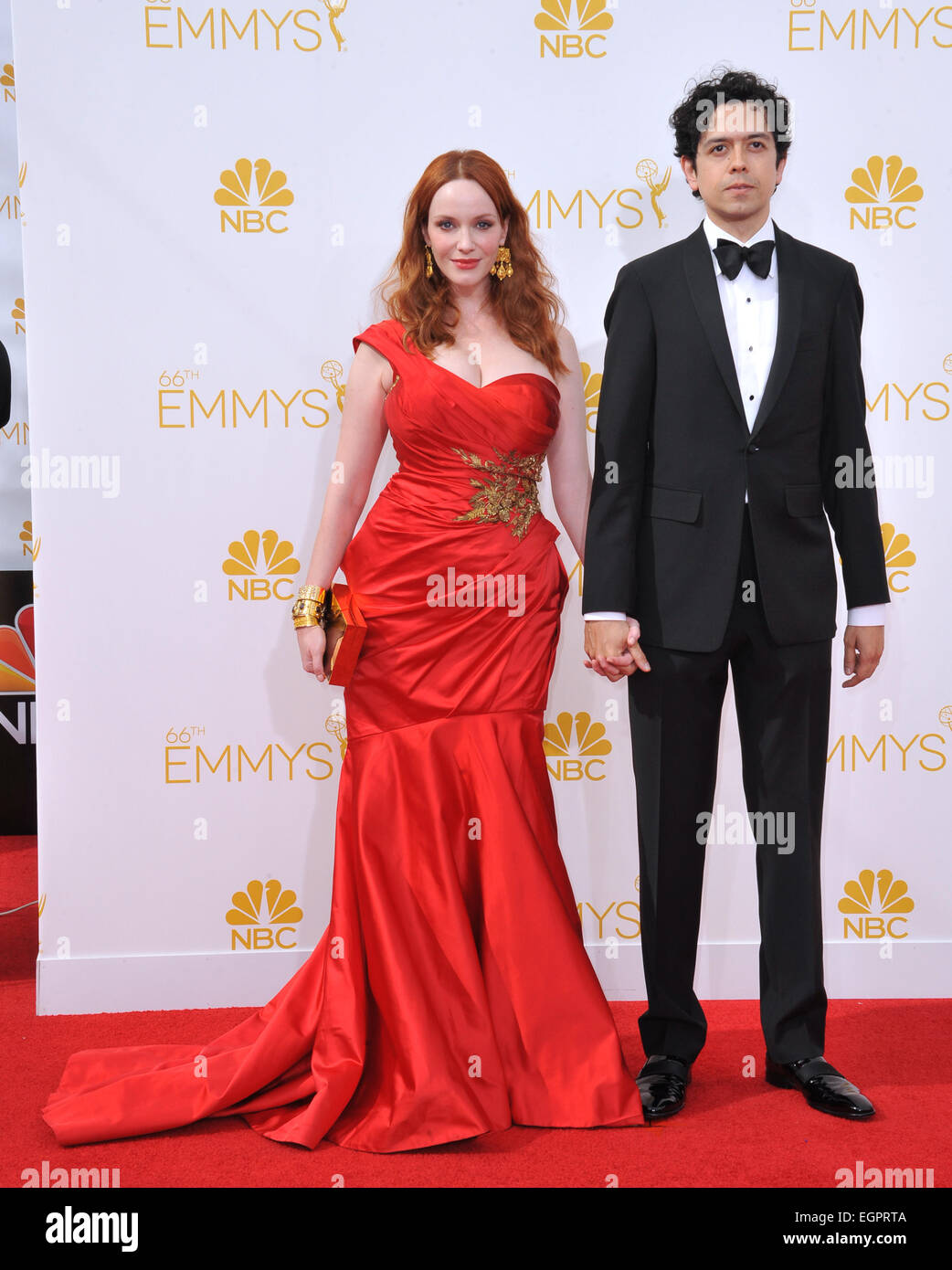 LOS ANGELES, CA - AUGUST 25, 2014: Christina Hendricks & husband ...