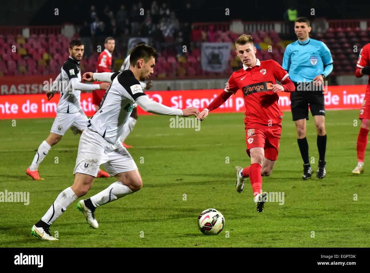 February 28, 2015: Valentin Lazar #93 of Dinamo Bucharest R and Raul ...
