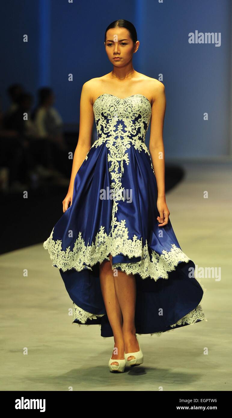 Jakarta, Indonesia. 28th Feb, 2015. A model presents a creation by ...