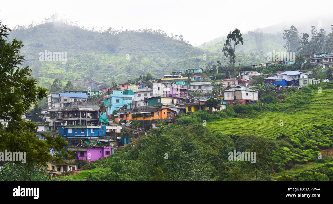 Munnar Town at Kerala India Situated in the middle of Snow Filled Stock ...