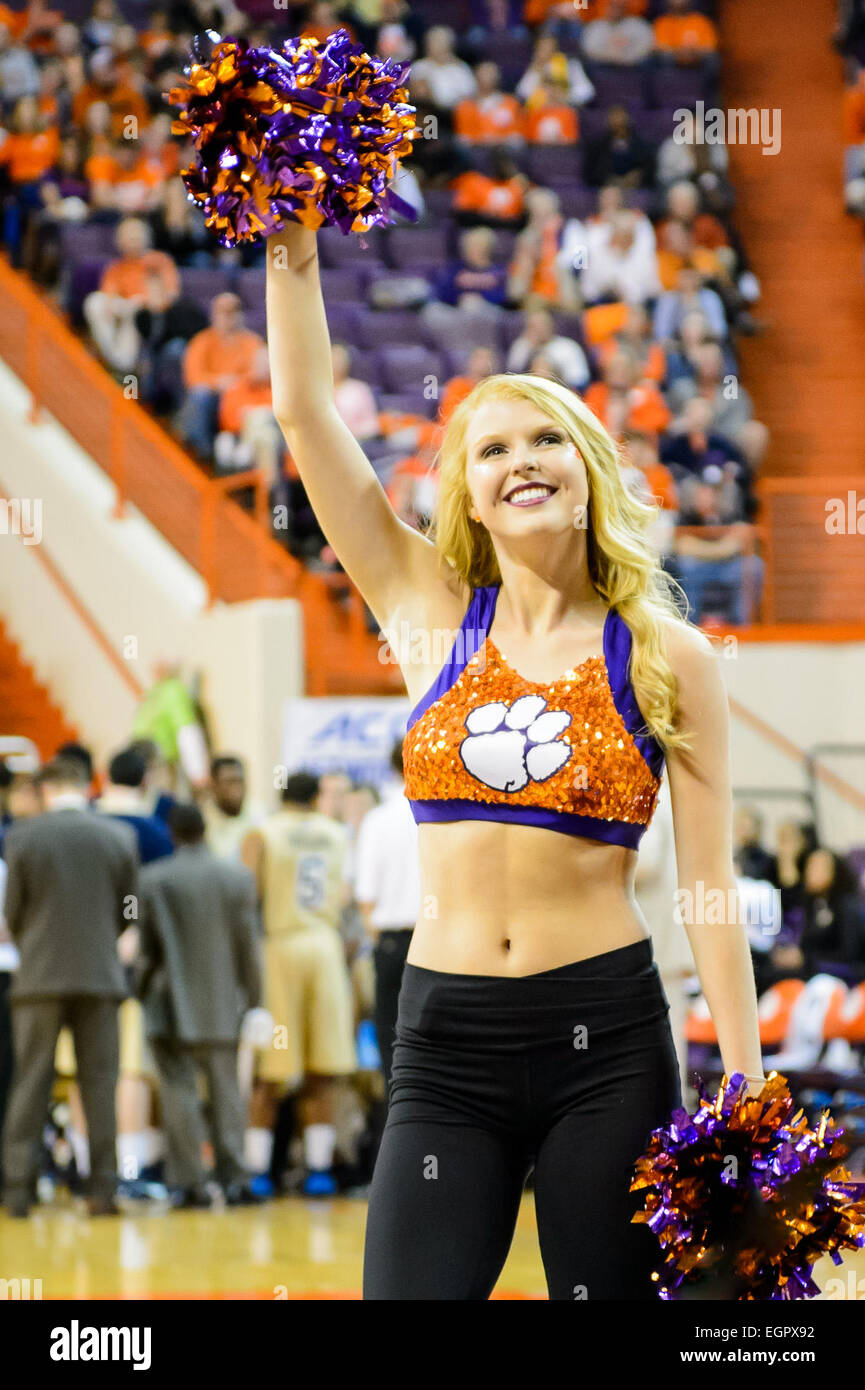 February 28, 2015: Clemson Rally Cats perform during a timeout during ...