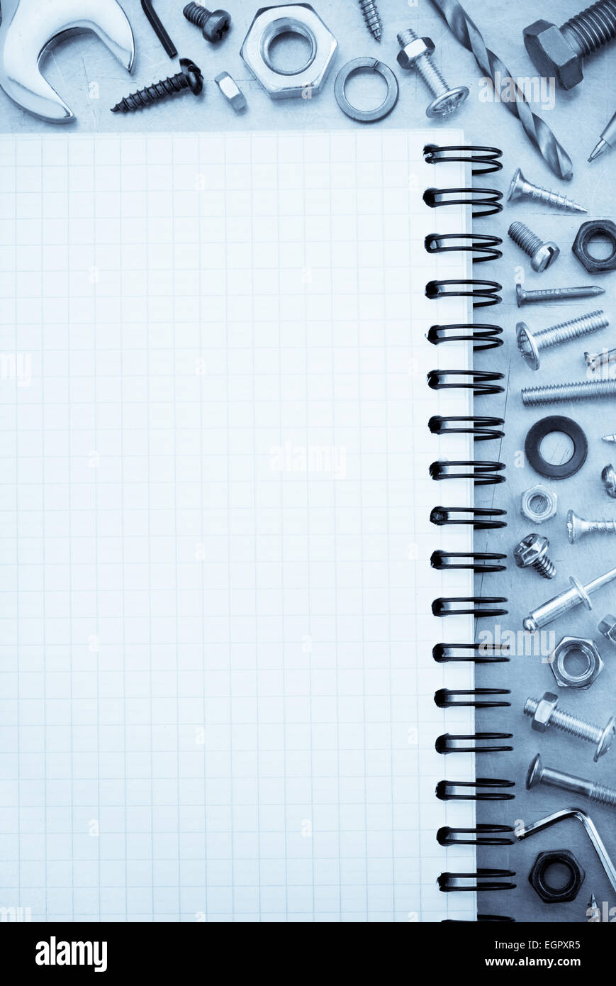 hardware tools at metal background texture Stock Photo - Alamy