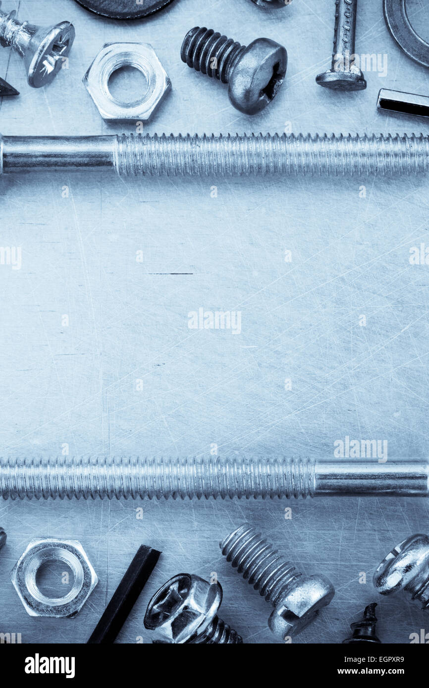 hardware tools at metal background texture Stock Photo - Alamy