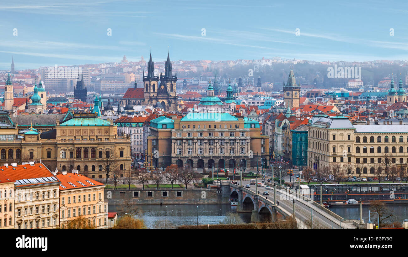 viewpoint panorama of Prague over the river Stock Photo - Alamy